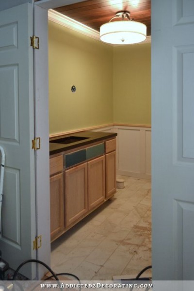Bathroom Vanity Trim, Wainscoting Progress, and Painted Walls ...
