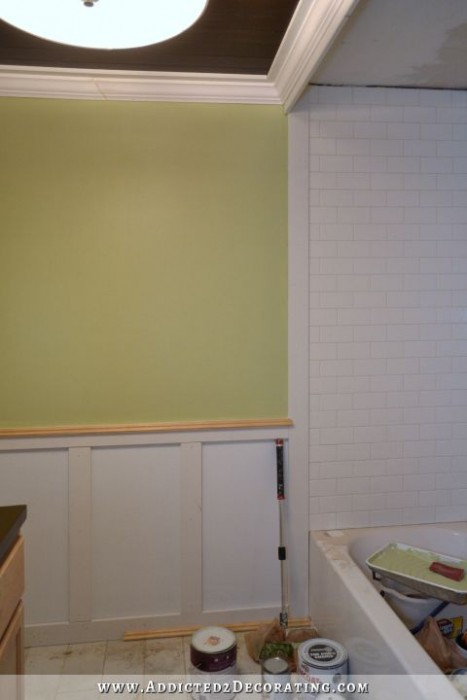 Bathroom Vanity Trim, Wainscoting Progress, and Painted Walls ...