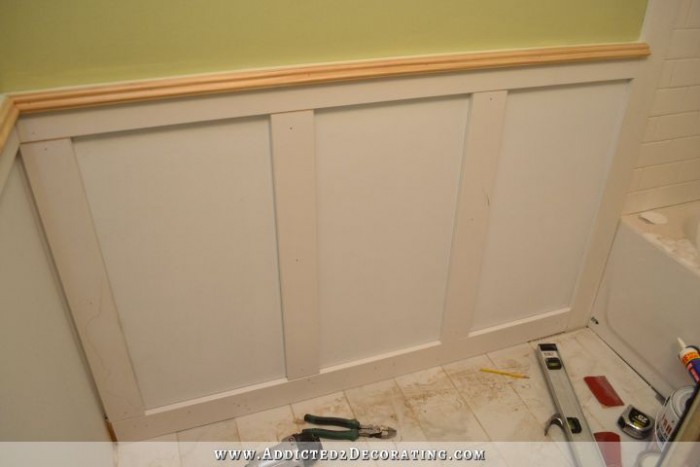 Bathroom Vanity Trim, Wainscoting Progress, and Painted Walls ...