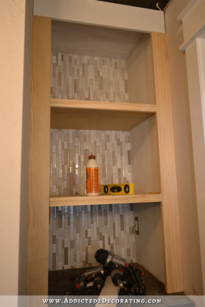 Bathroom Built-In Storage - Tiled & Trimmed - Addicted 2 Decorating®