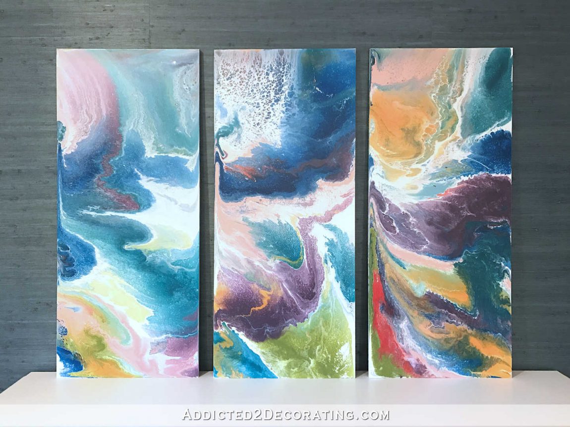 Entryway Artwork - Fluid Acrylic Abstract Triptych - Addicted 2 Decorating®
