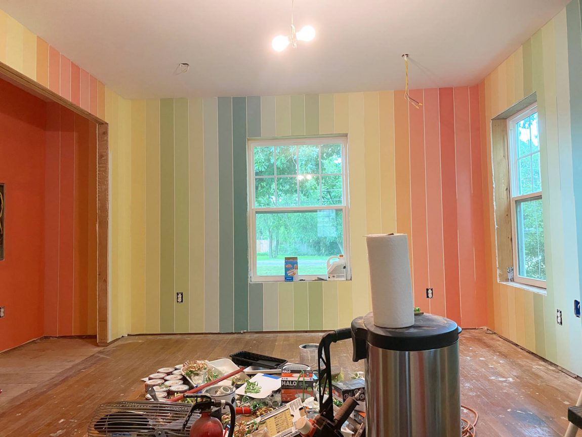 Home Gym - Finished Colorful Gradient Vertical Stripe Walls - Addicted ...