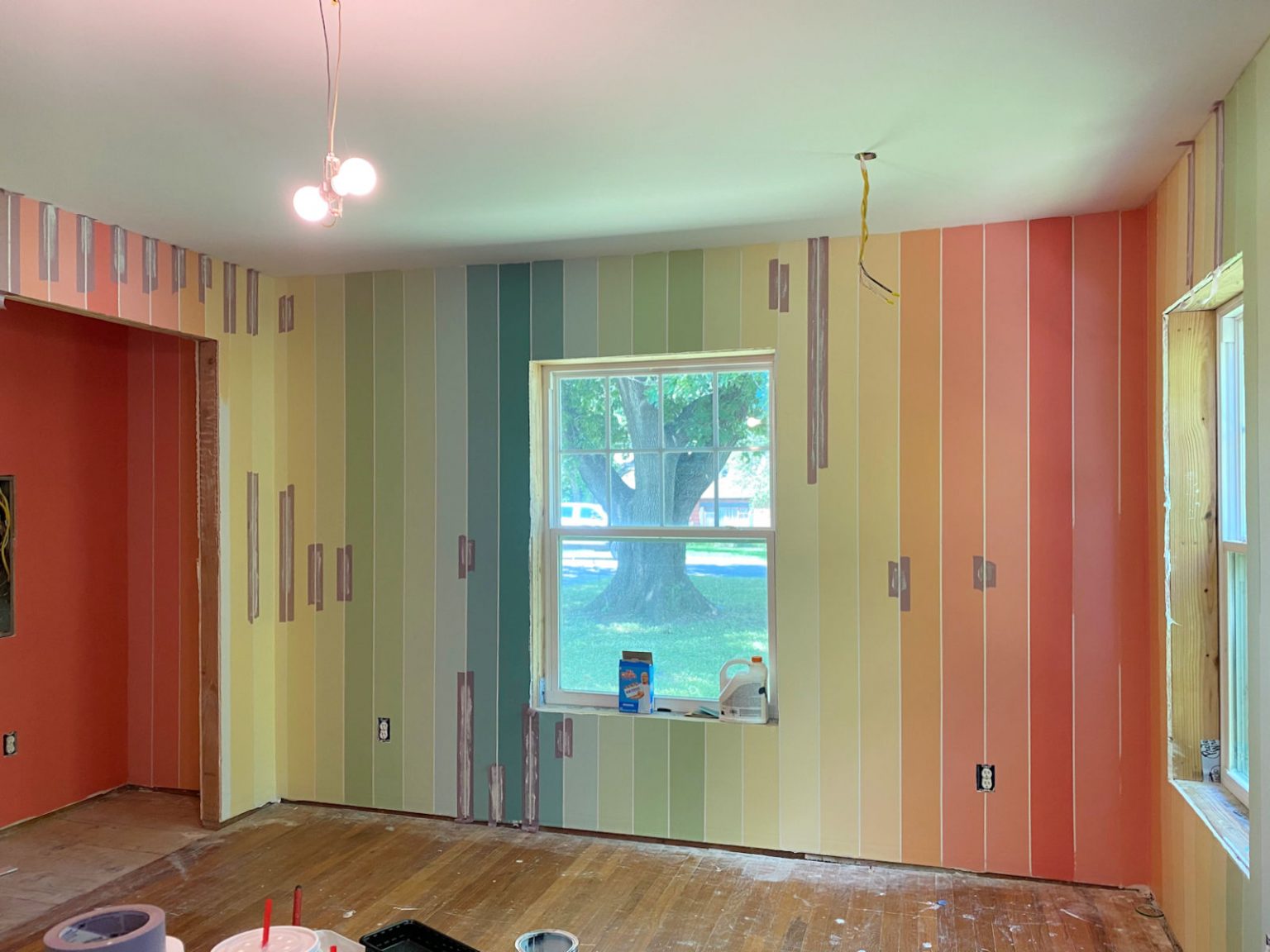 Home Gym - Finished Colorful Gradient Vertical Stripe Walls - Addicted ...