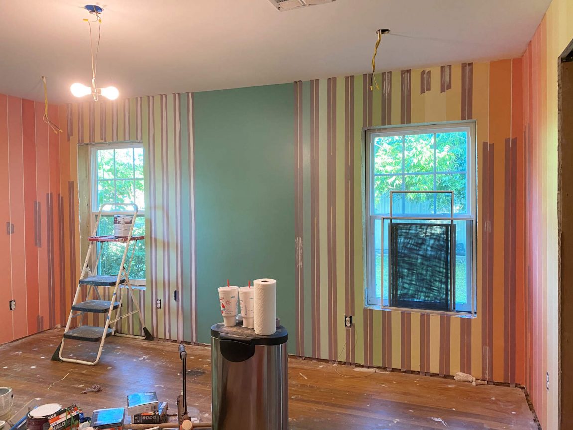 Home Gym - Finished Colorful Gradient Vertical Stripe Walls - Addicted ...