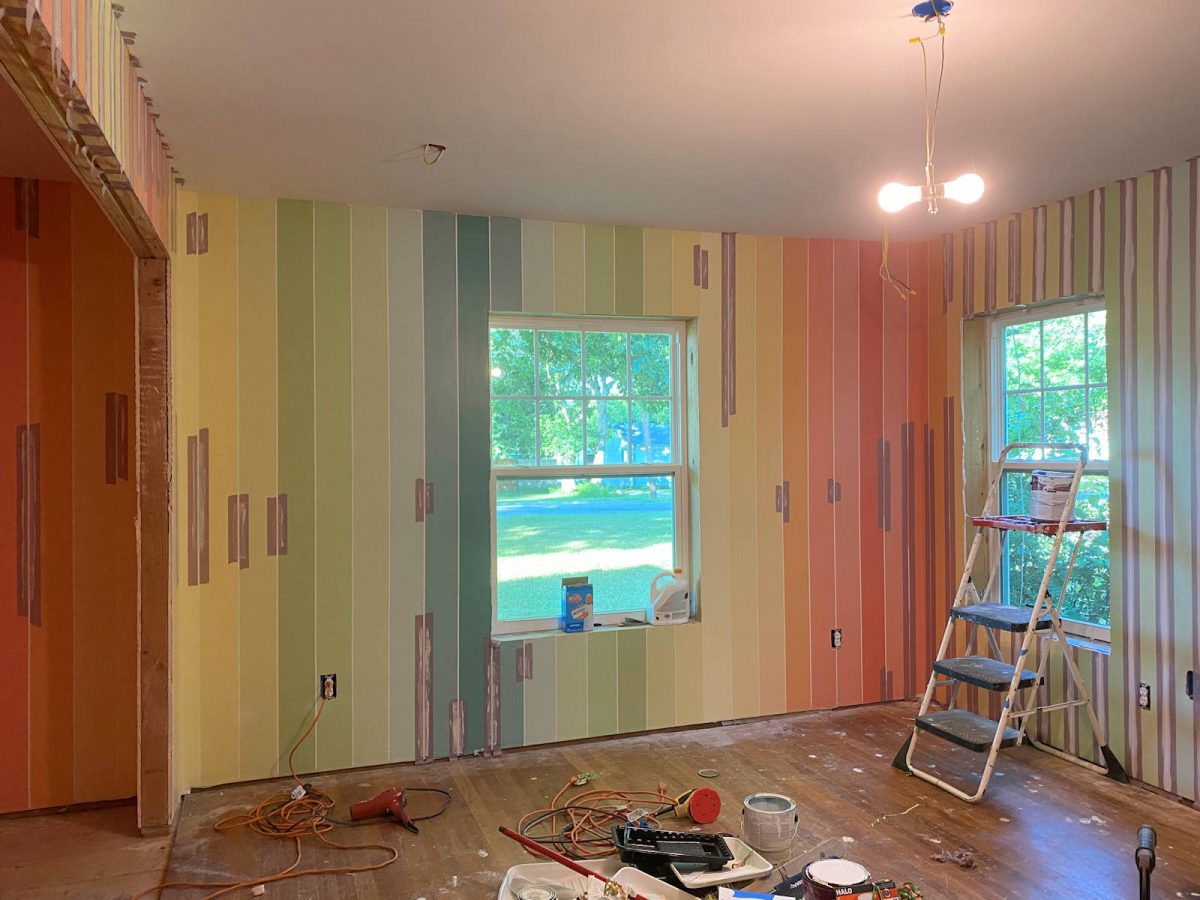 Home Gym - Finished Colorful Gradient Vertical Stripe Walls - Addicted ...