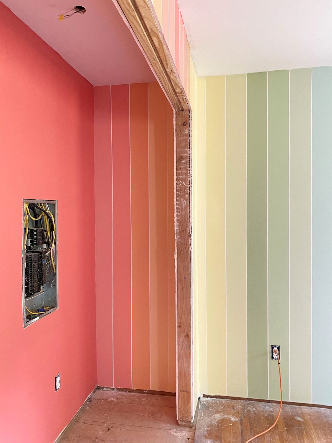 Home Gym - Finished Colorful Gradient Vertical Stripe Walls - Addicted ...