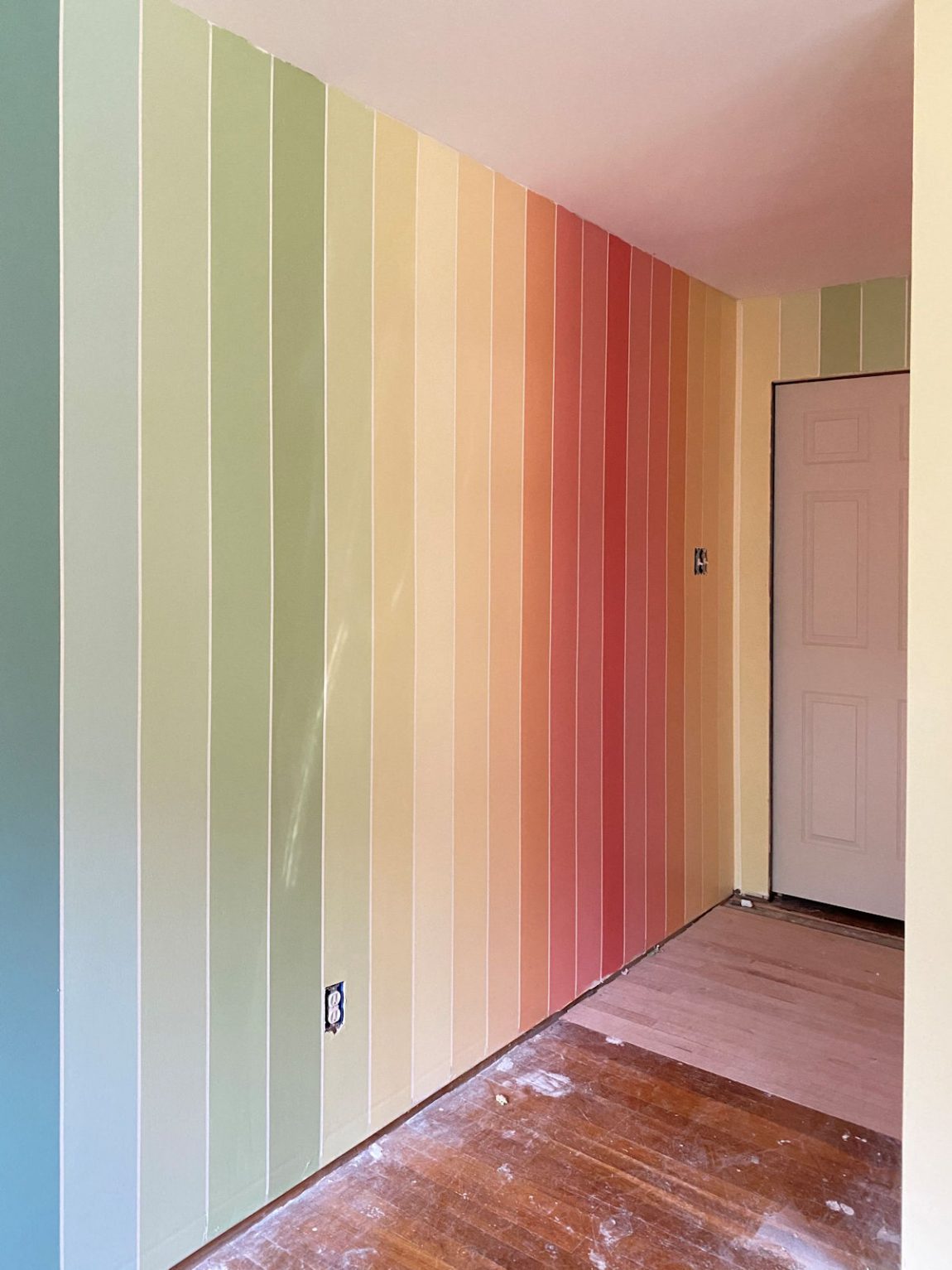 Home Gym - Finished Colorful Gradient Vertical Stripe Walls - Addicted ...