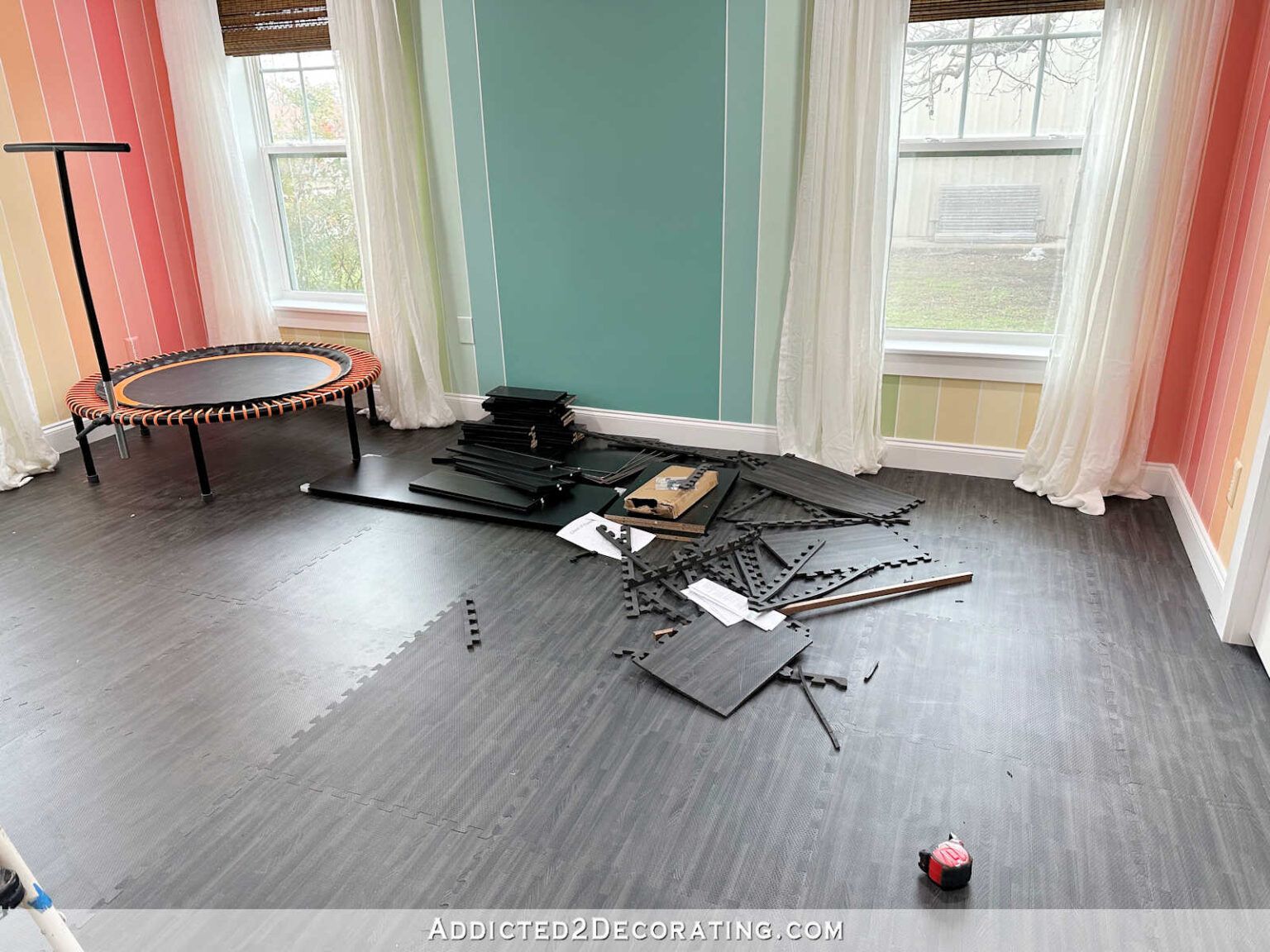 Home Gym Window Treatments & Flooring Progress - Addicted 2 Decorating®