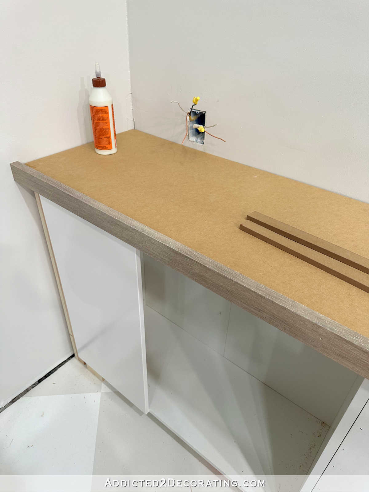 Long DIY Countertop Made With Laminate Flooring (How To Make A 20-Foot ...