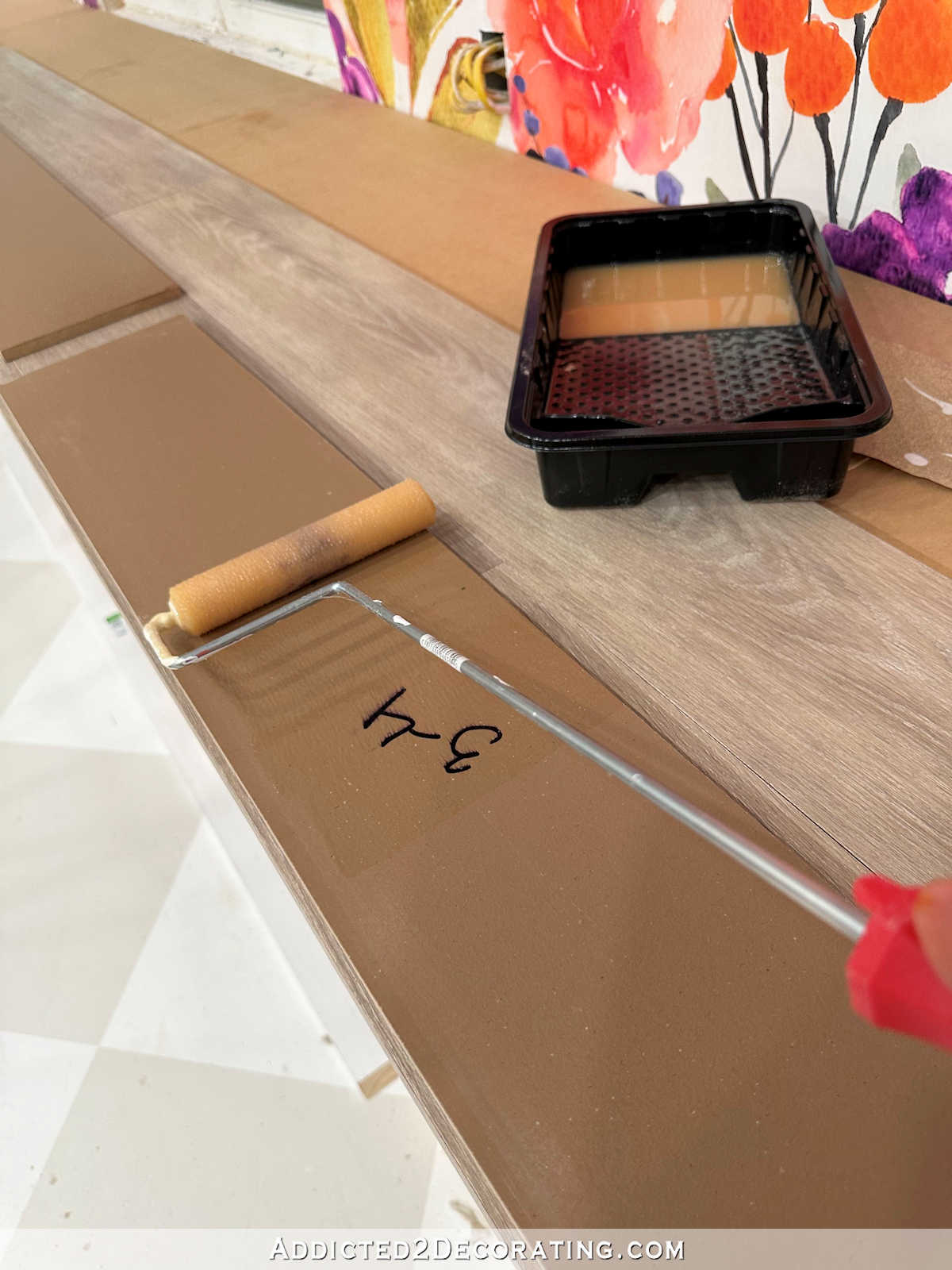Long DIY Countertop Made With Laminate Flooring (How To Make A 20-Foot ...