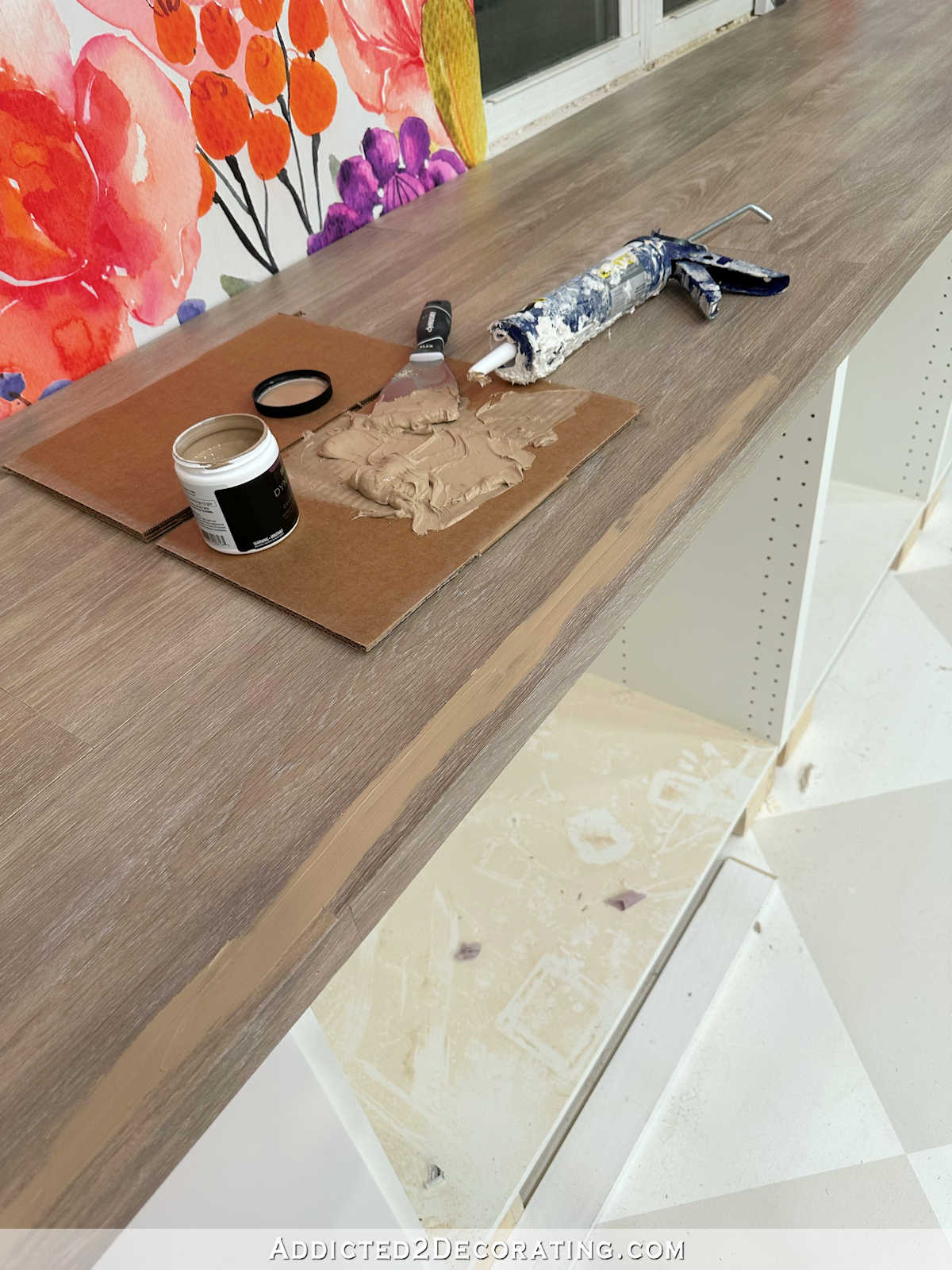 Long DIY Countertop Made With Laminate Flooring (How To Make A 20-Foot ...