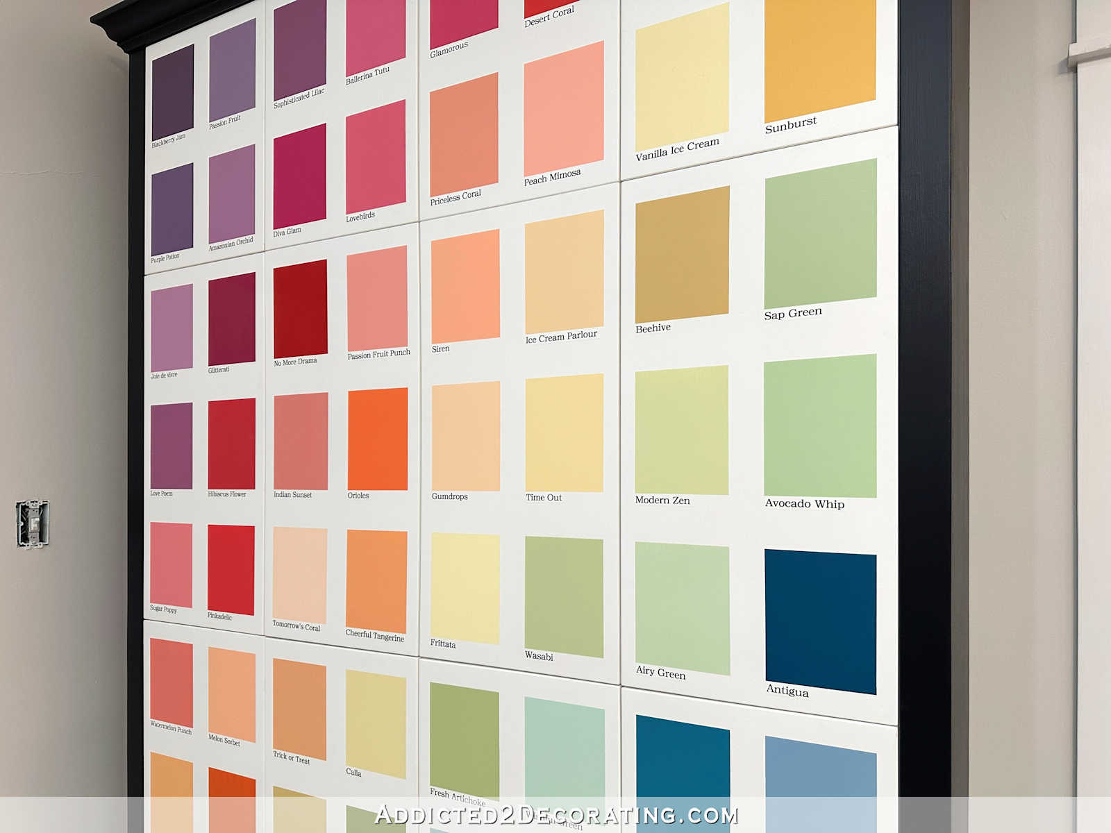 My FINISHED 72-Color Paint Swatch Cabinets! - Addicted 2 Decorating®