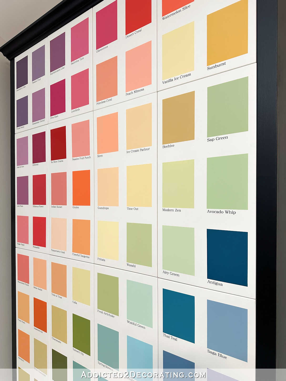 My FINISHED 72-Color Paint Swatch Cabinets! - Addicted 2 Decorating®