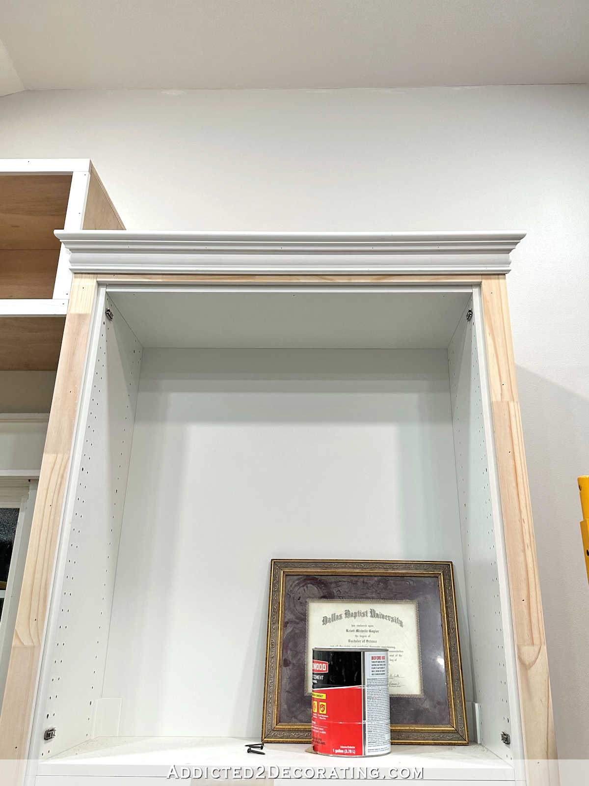 Studio Office Cabinet Progress - How To Make Faux Crown Molding That's ...