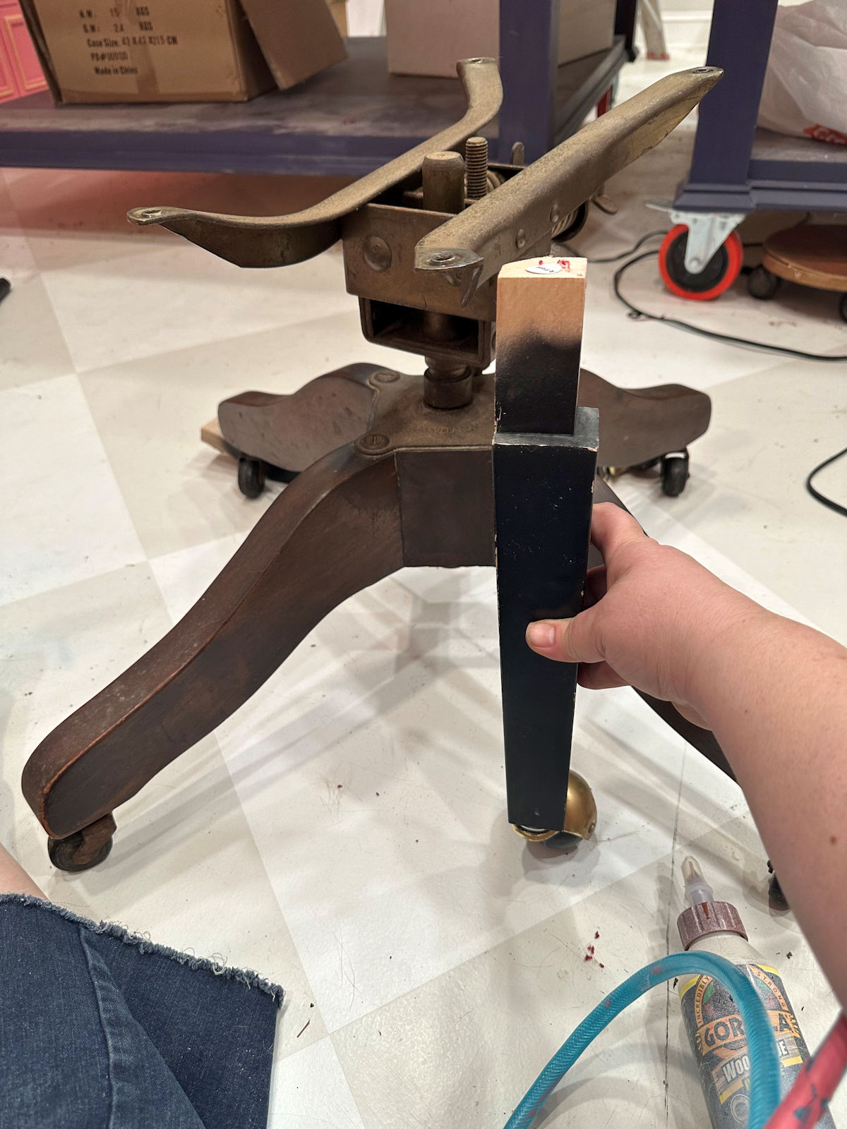 Desk Chair Upgrade - Swapping Legs For An Antique Wood Swivel Caster ...