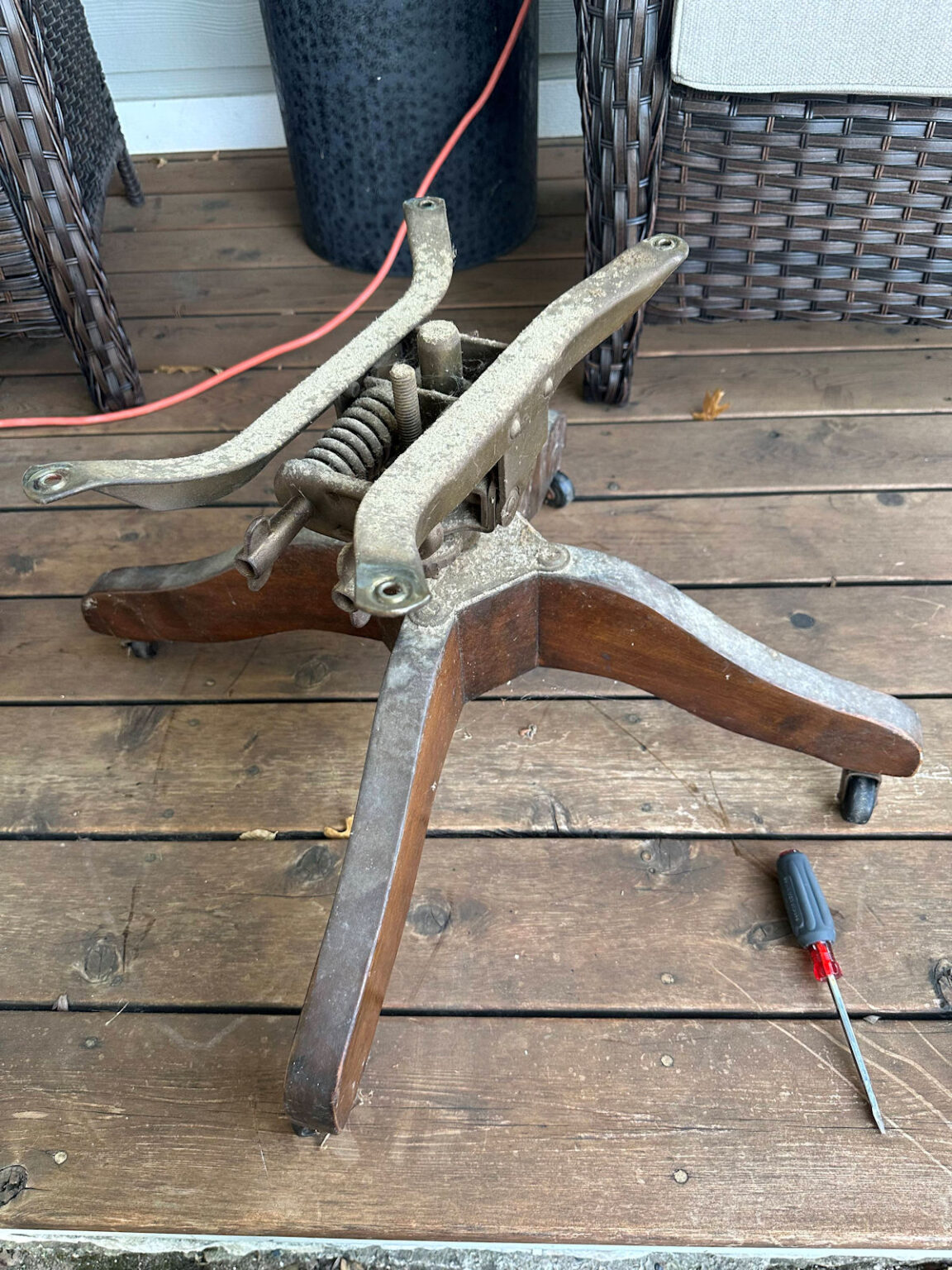 Desk Chair Upgrade - Swapping Legs For An Antique Wood Swivel Caster ...