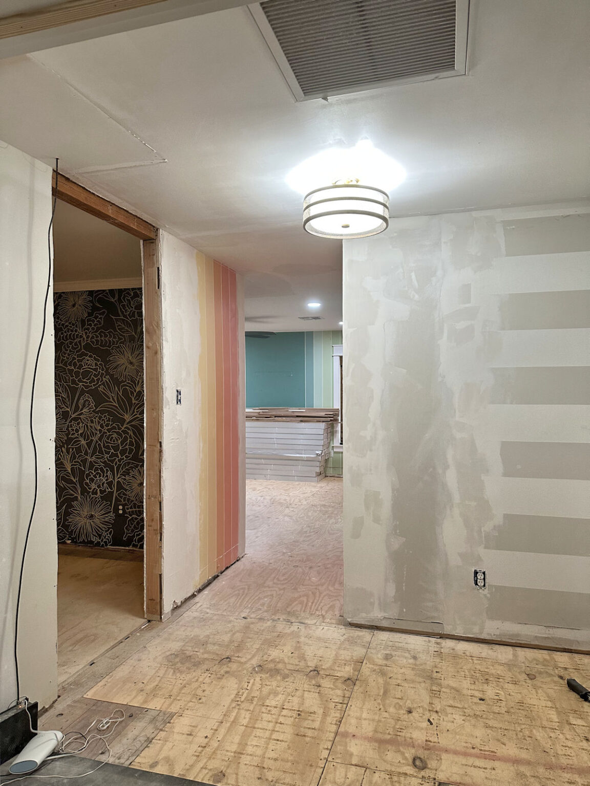 Rethinking The Gray And White Striped Walls In Our Bedroom Suite Foyer ...