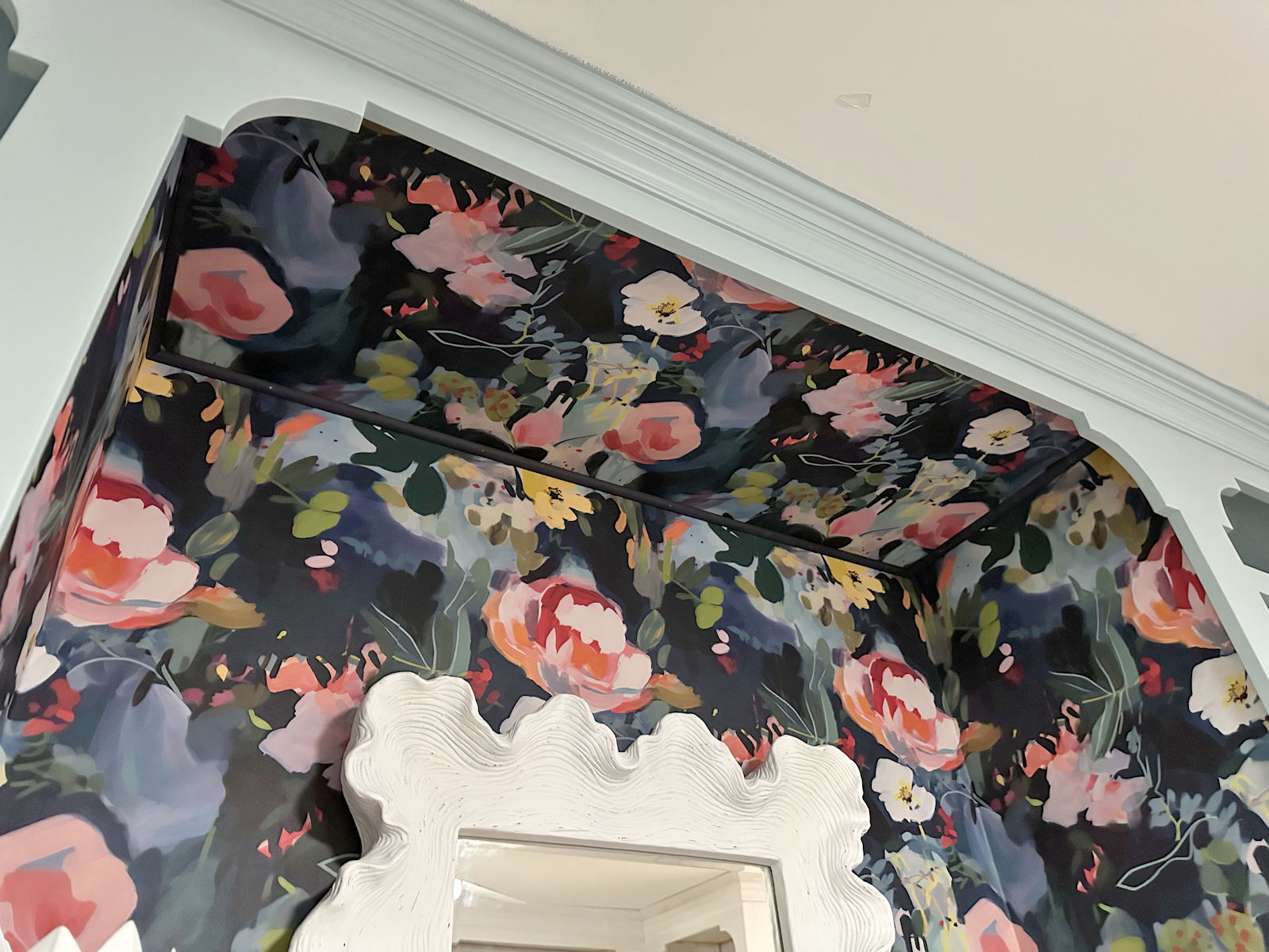 Walk-In Closet Progress - Wallpaper, Sconces, Mirror, and Trim - The ...