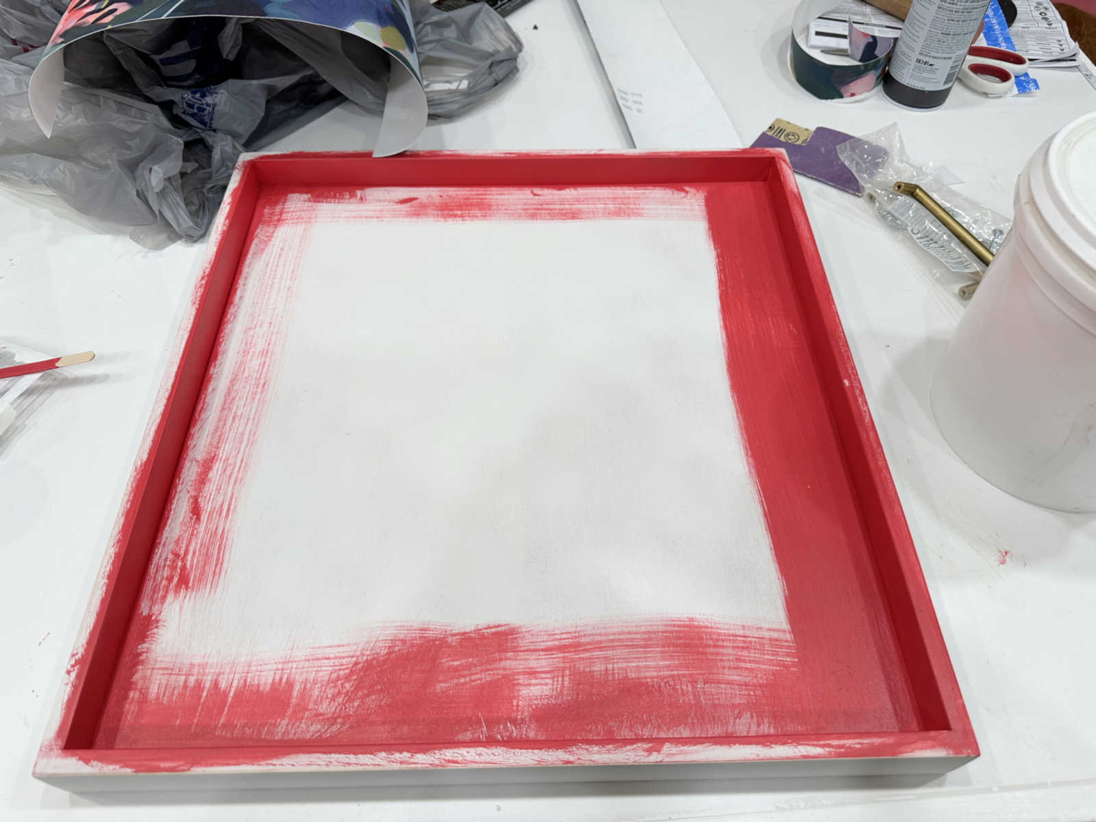 Easy DIY Decorative Tray With Wallpaper And Resin - Addicted 2 Decorating®