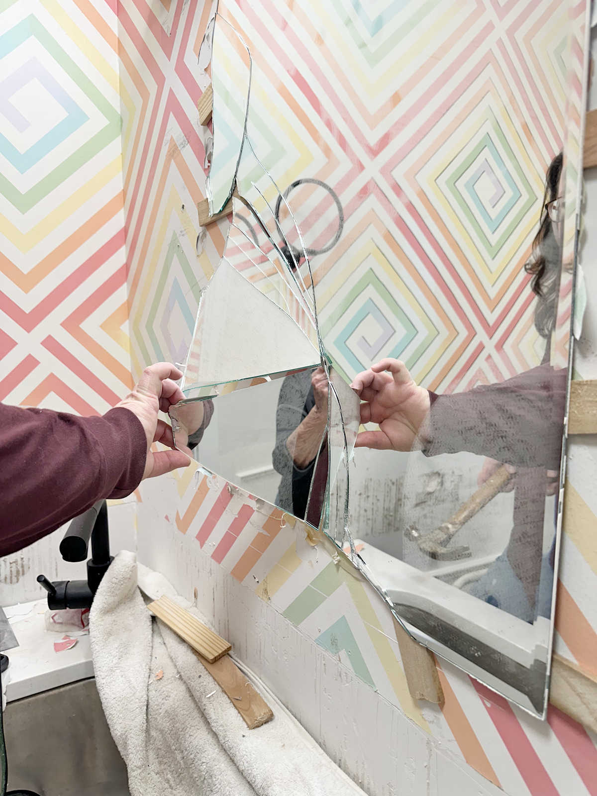 Studio Bathroom - Mirror Removal and Wall Prep - Addicted 2 Decorating®